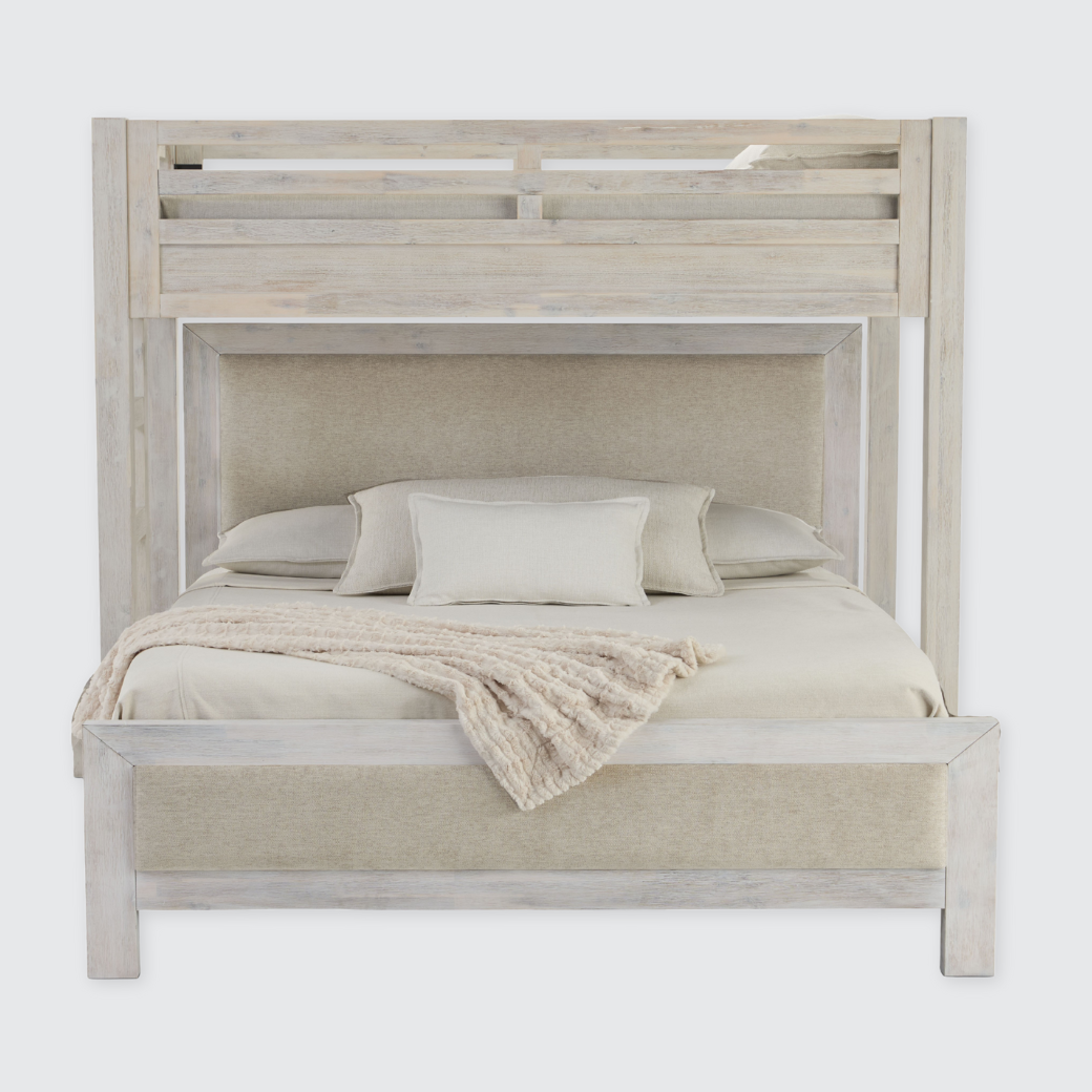 Hamilton XL Twin Canopy Bed with Upholstered King Platform Bed in Chal ...