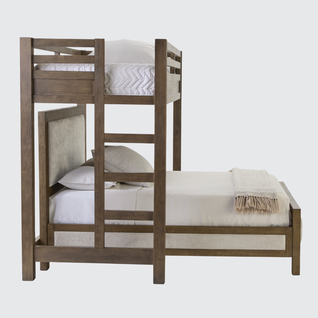 Hamilton XL Twin Canopy Bed with Upholstered Queen Platform Bed in Vin ...