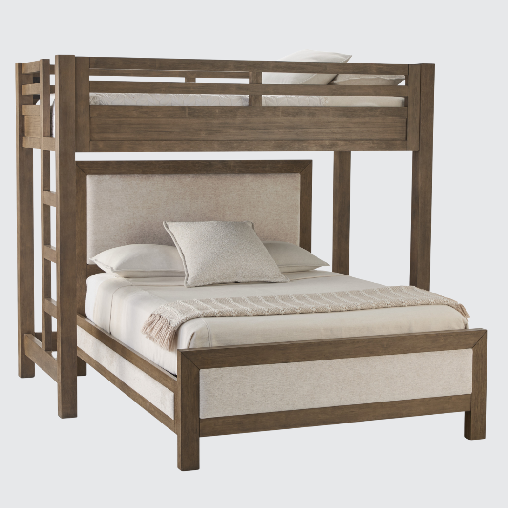 Hamilton XL Twin Canopy Bed with Upholstered Queen Platform Bed in Vin ...